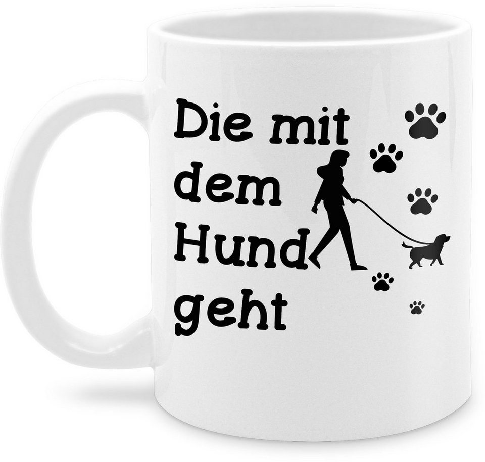 Shirtracer Tasse Die Mit Dem Hund Geht Pfoten Schwarz Kaffeetasse