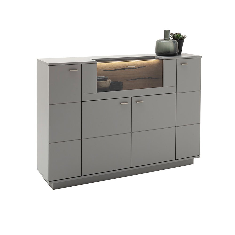 Lomadox Highboard Savannah 05 Mit Led In Grau Sichtbare Rückwand In
