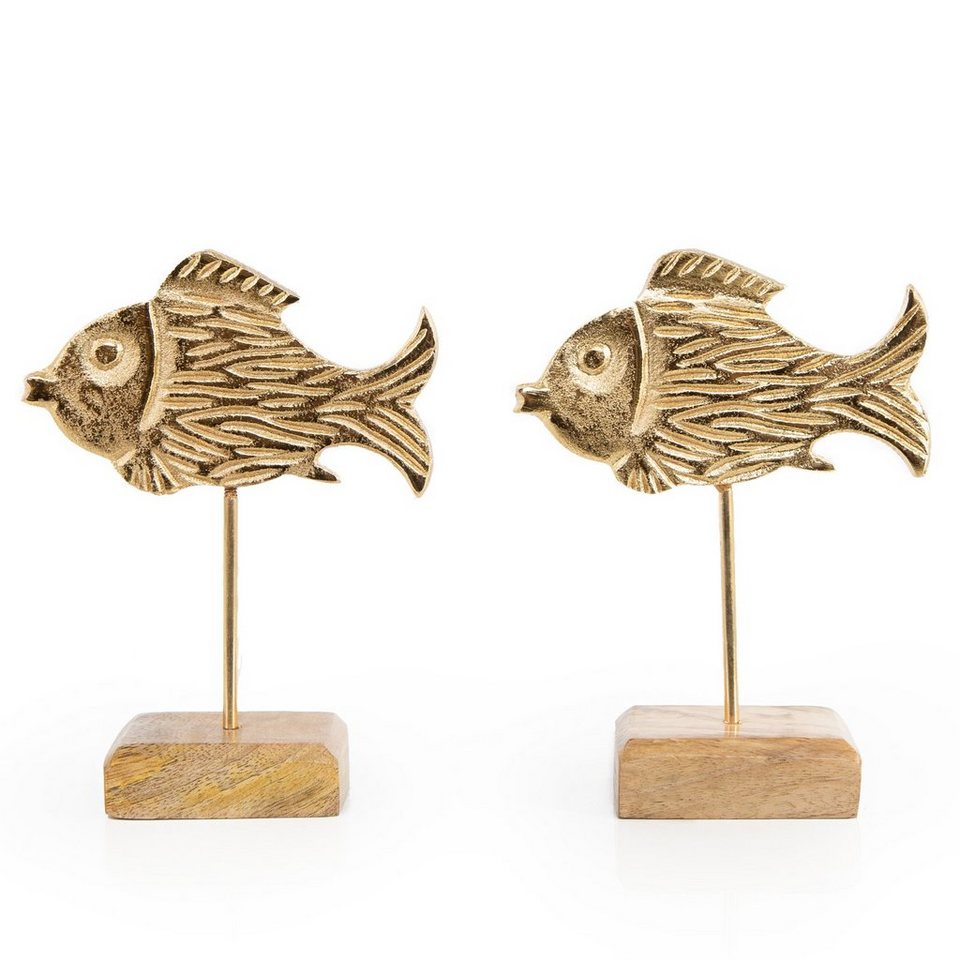 Logbuch Verlag Dekofigur 2 Edle Fische Figuren Maritime Deko Metall 18