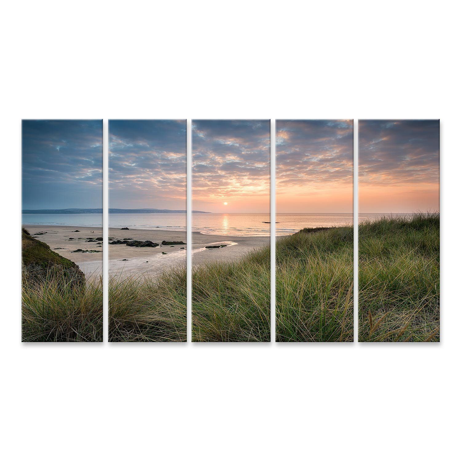 islandburner Leinwandbild Bild auf Leinwand Sonnenuntergang über Hayle Beach Cornwall Sanddünen