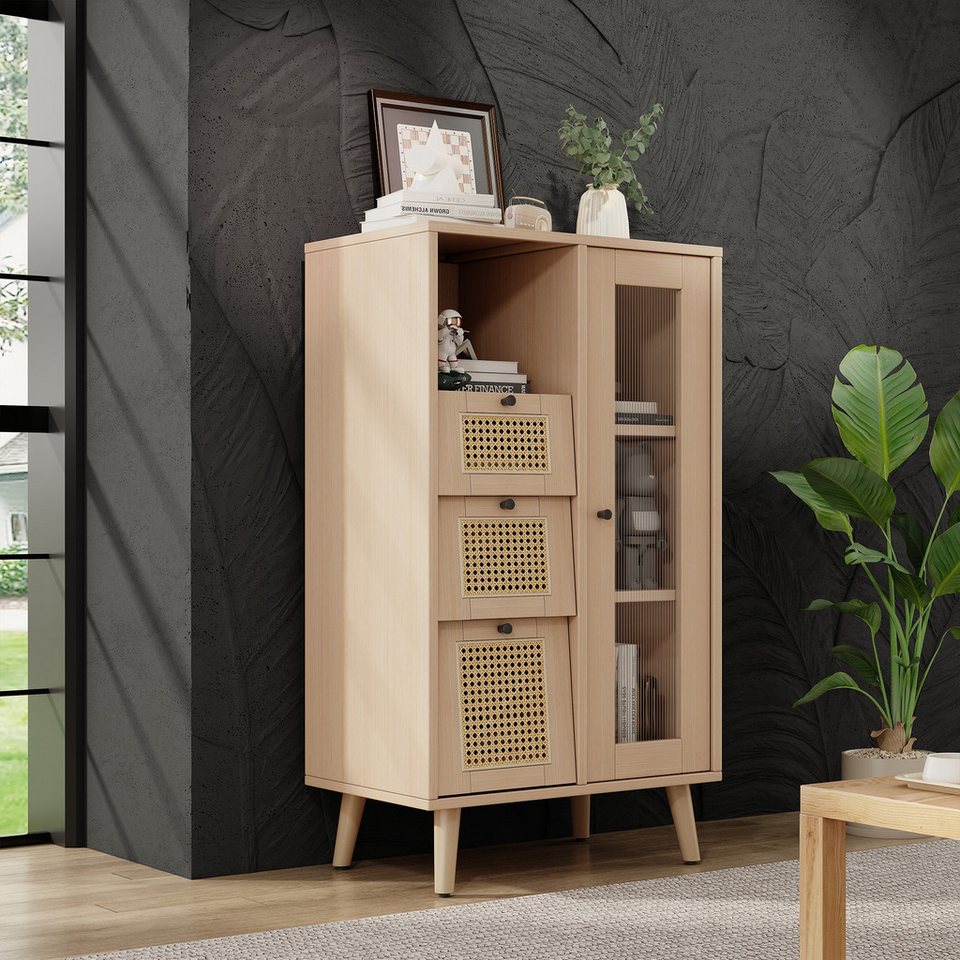 Odikalo Standvitrine Kommode Sideboard Bücherregal Stauraumschrank 3