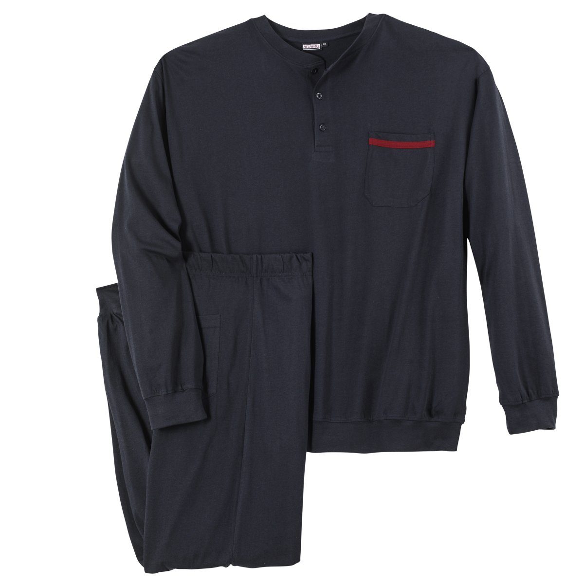 Adamo Pyjama Große Größen Schlafanzug Navy Knopfleiste Adamo 2 Tlg