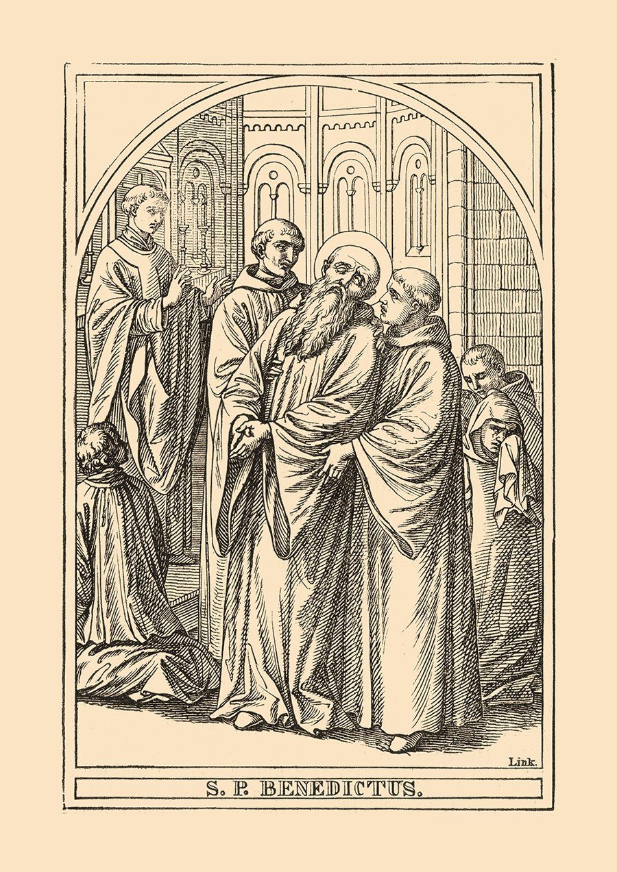 Kunstdruck Der heilige Benedikt Benedictus Benedetto Holzstich Sankt A4 1062, (1 St)