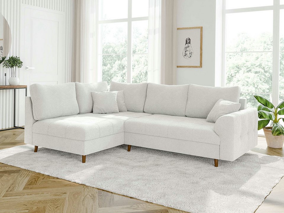 S Style Möbel Ecksofa Leif Mit Braun Holzfüßen Im Skandinavischen Stil