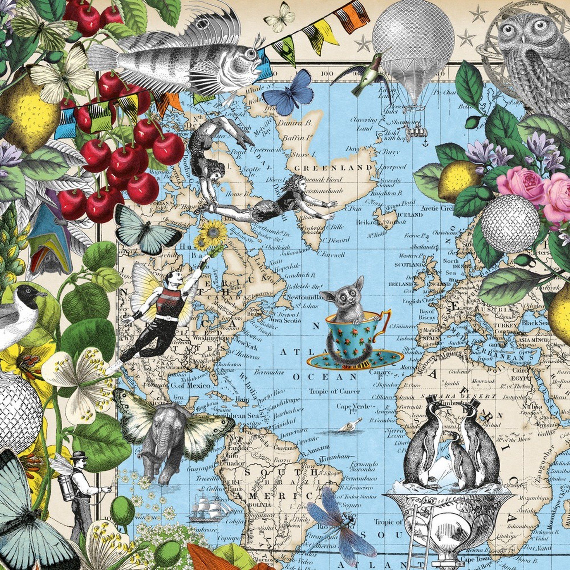 PPD Papierserviette 20 Servietten Pabuku Map 33x33cm, (20 St)