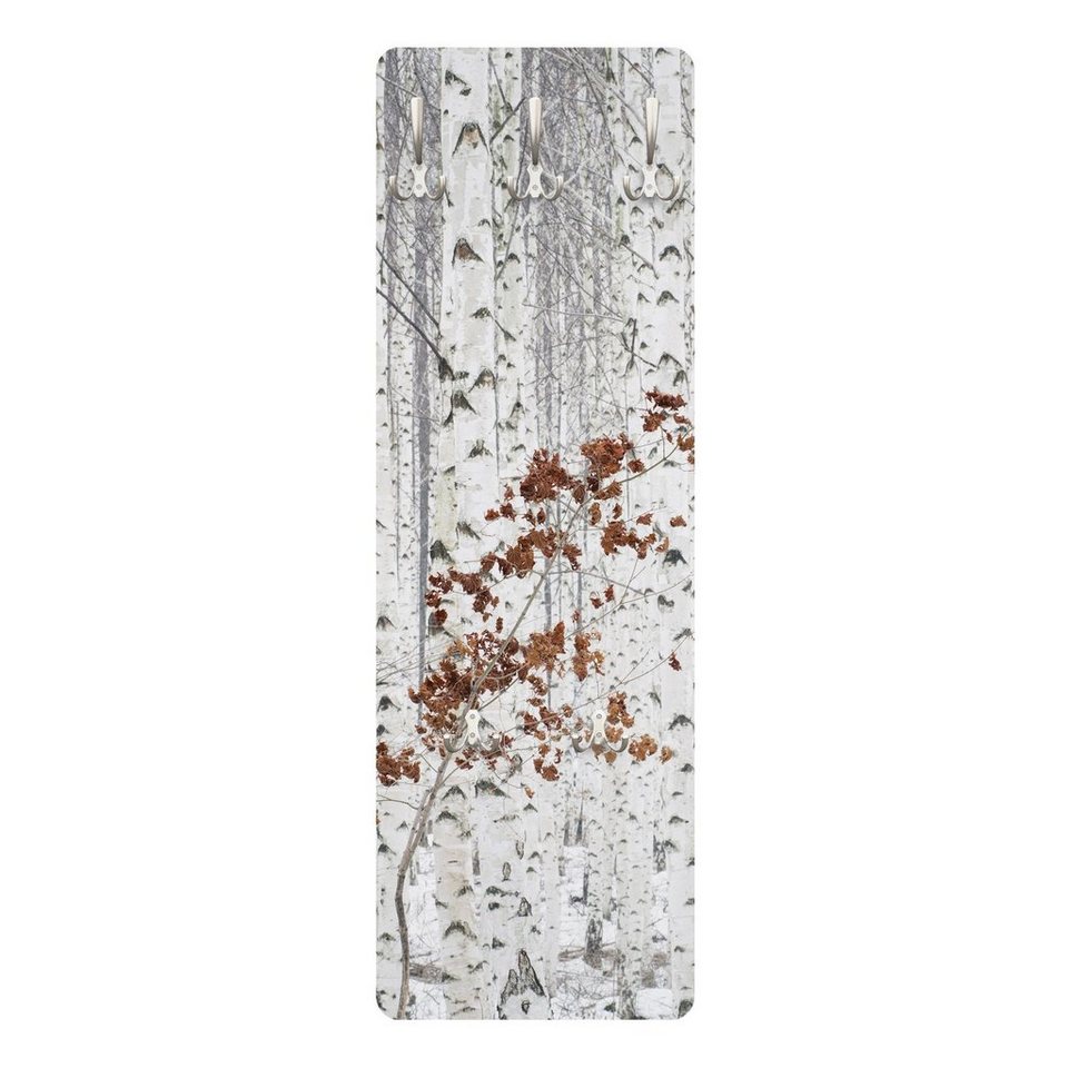 Bilderdepot24 Garderobenpaneel Weiss Bäume Wald Kunst Natur Schwarz