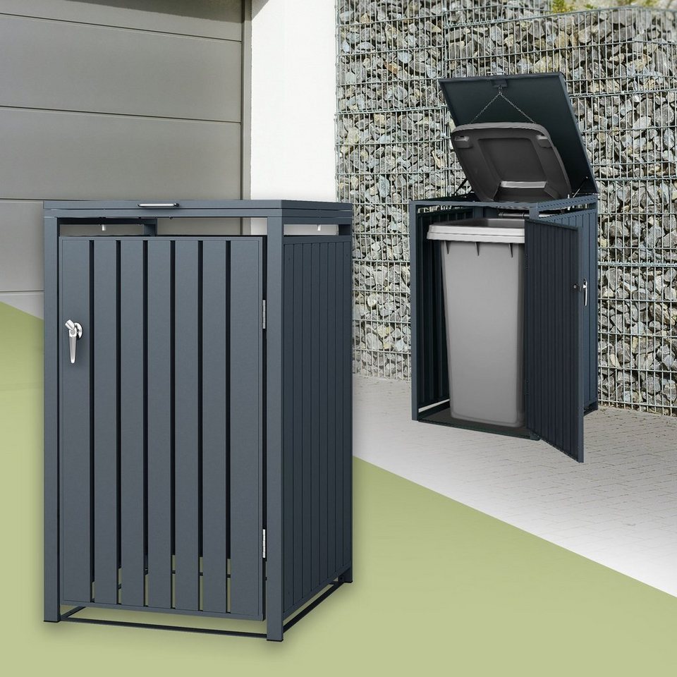 Ml Design Mülltonnenbox Müllbox Aus Stahl Wetterfest Mit Klappdeckel
