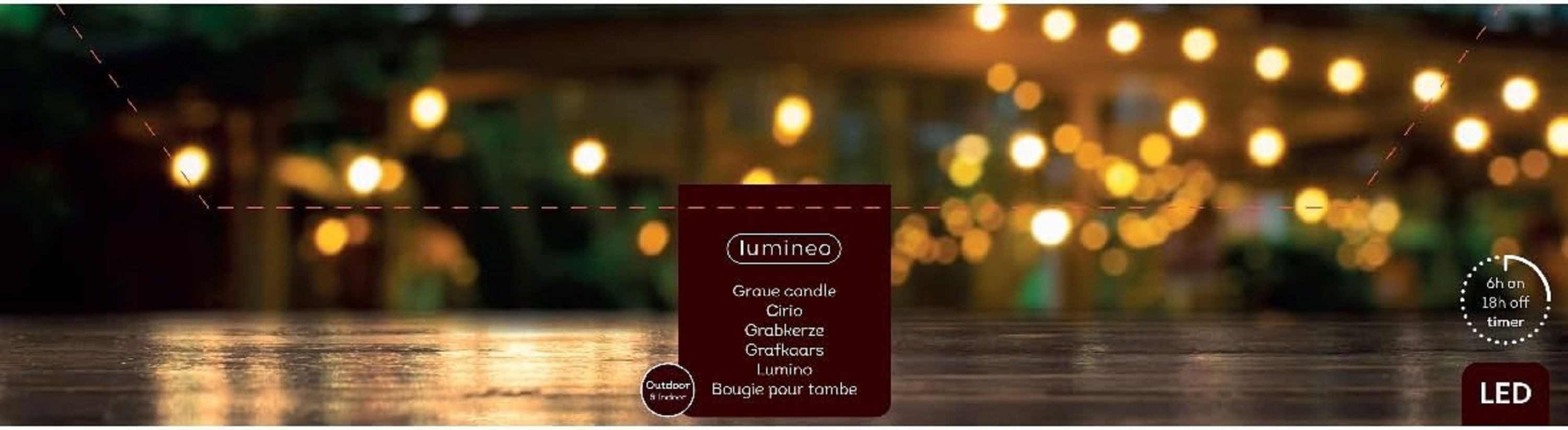 Kaemingk LED Dekolicht LED Kerze plastik Grabkerze Flacker Outdoor Ø7.5cm H.12.5cm red/flame