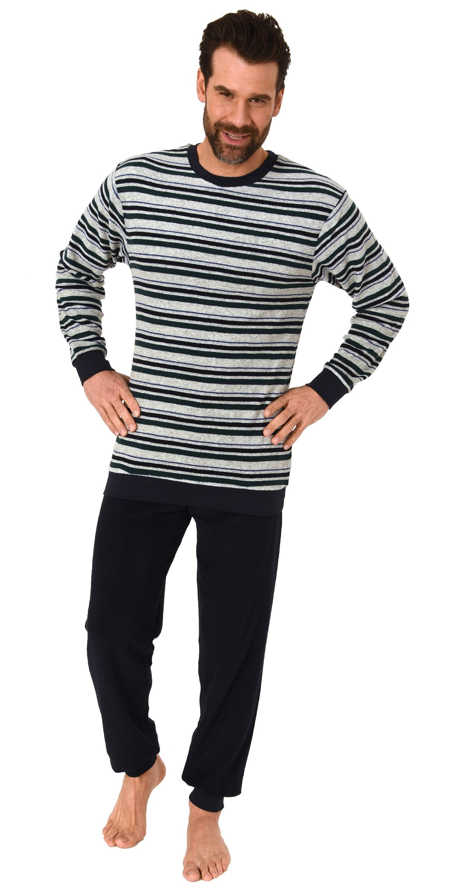 Normann Pyjama Herren Frottee Pyjama Schlafanzug Mit Bündchen In
