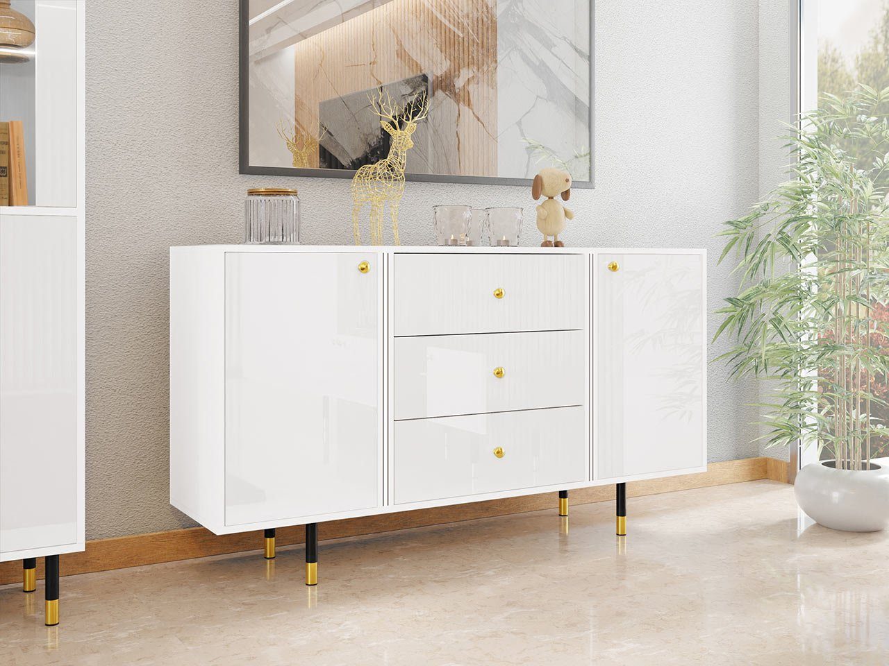 Mirjan24 Kommode Crystal 160 02 Mit 3 Schubladen Und 2 Türen Mit