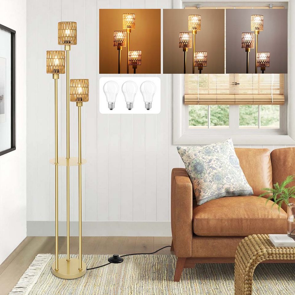 Mupoo Stehlampe Boho Rattan Stehlampestandleuchten Mit Rattan