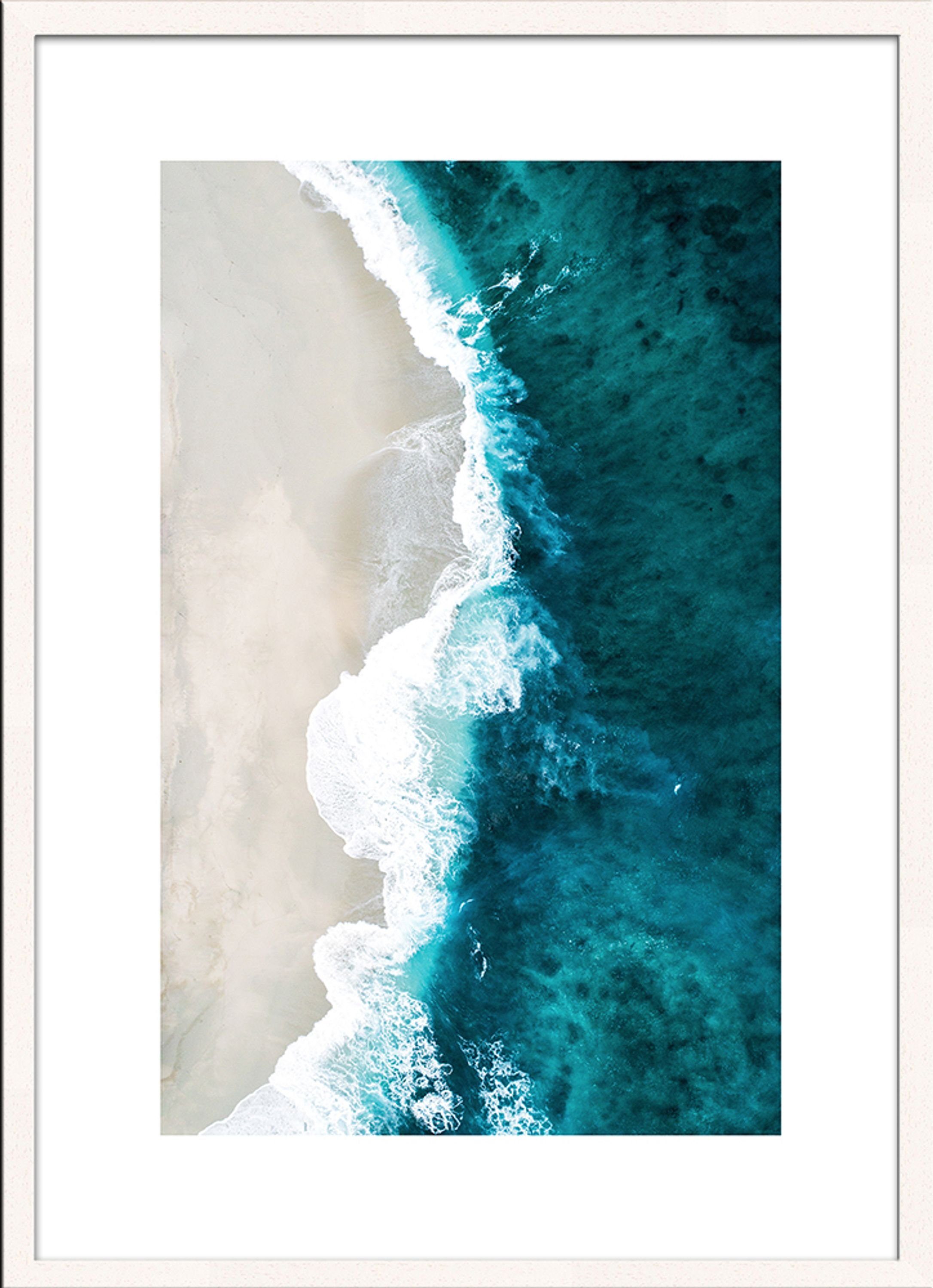 artissimo Bild mit Rahmen Bild gerahmt 51x71cm / Design-Poster mit Holz-Rahmen / Wandbild Strand ...