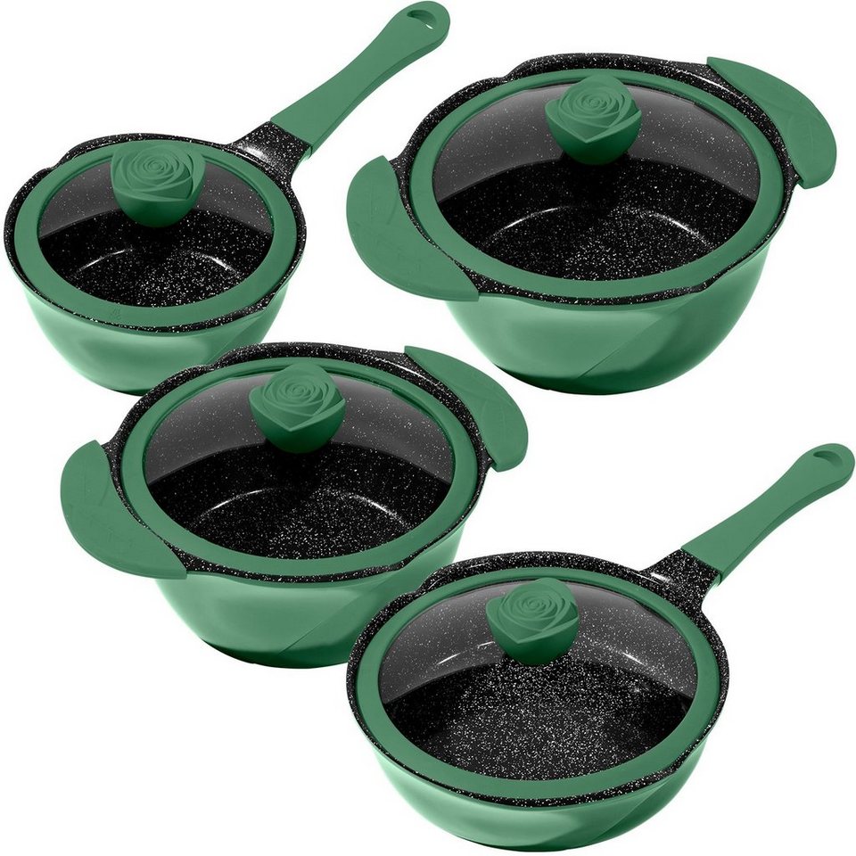 King Kochtopf Rosenblüte Aluminiumguss Set 8 Tlg Mit Langlebiger