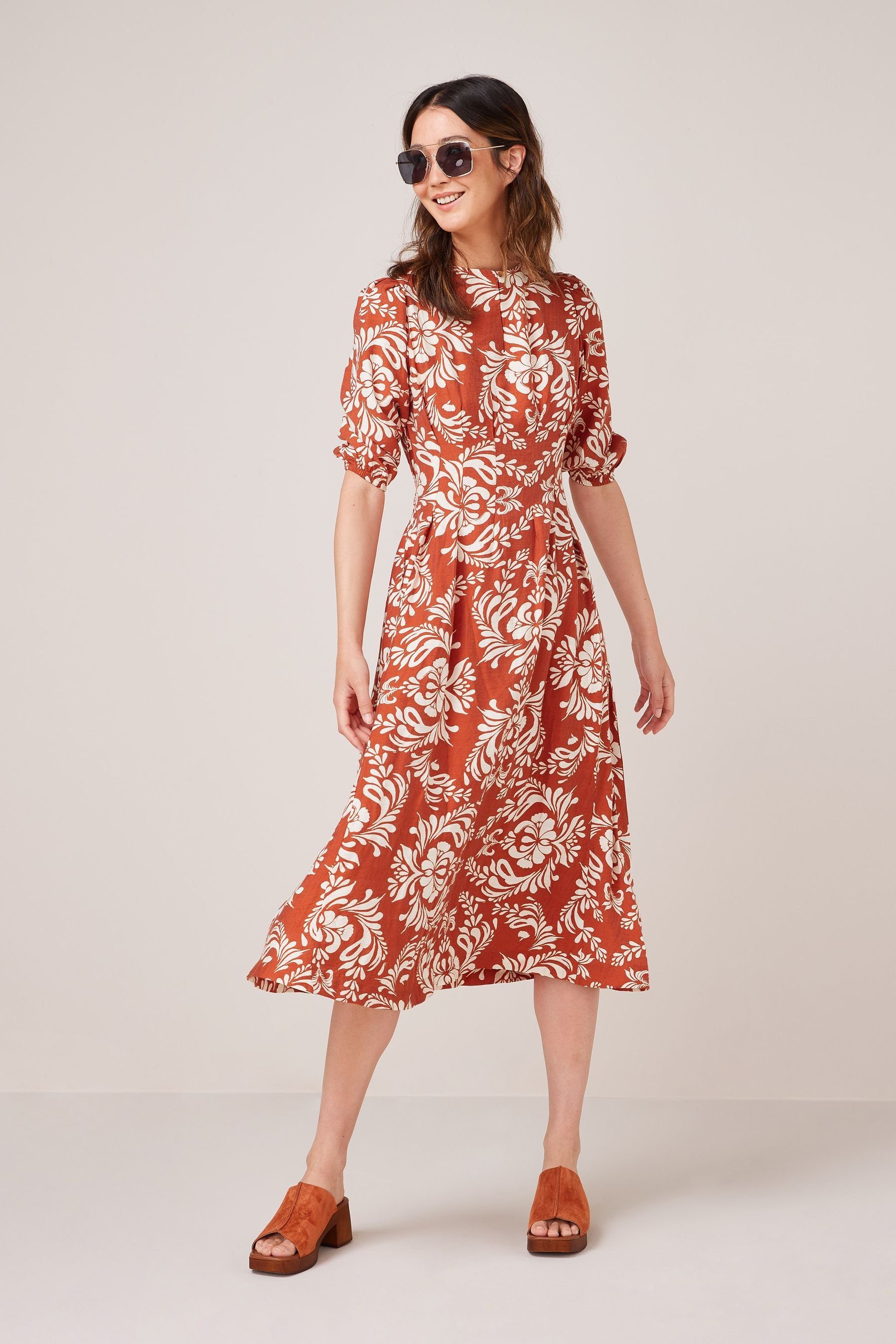 Next Midikleid Midi Kleid Mit Biesen 1 Tlg Mode Und Accessoires Für