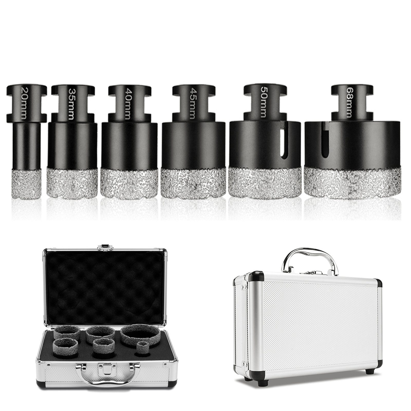 BTTO Fliesenbohrer 6-tlg Set Fliesenbohrer 20/35/40/45/50/68mm Diamant Fliesenbohrkrone ...