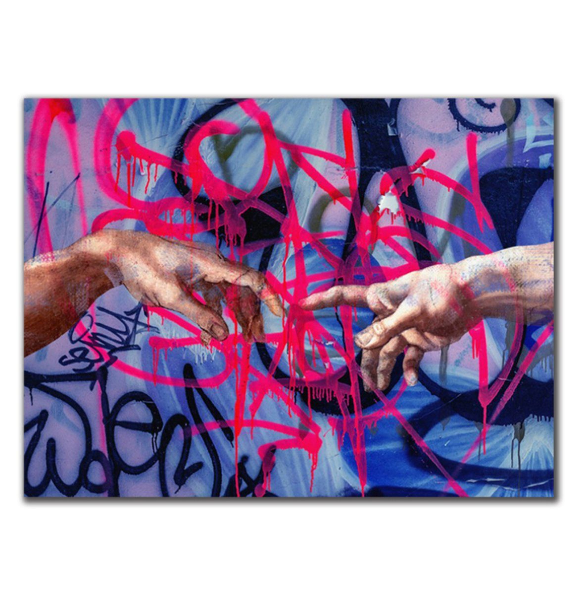 TPFLiving Kunstdruck (OHNE RAHMEN) Poster - Leinwand - Wandbild, Abstrakte Graffiti Kunst Hände ...