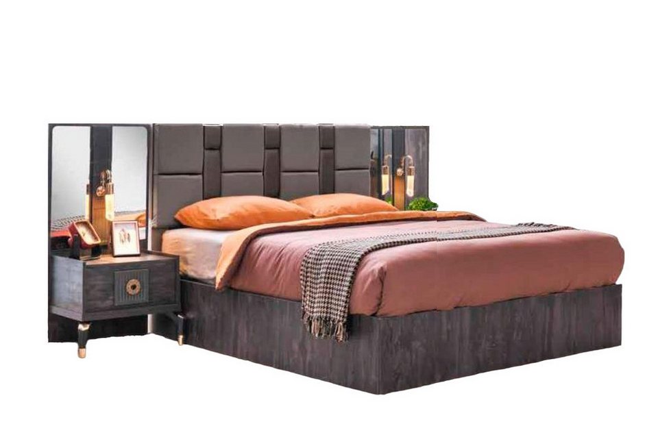 Jvmoebel Schlafzimmer Set Schicke Schlafzimmer Möbel Graues Bett 2x