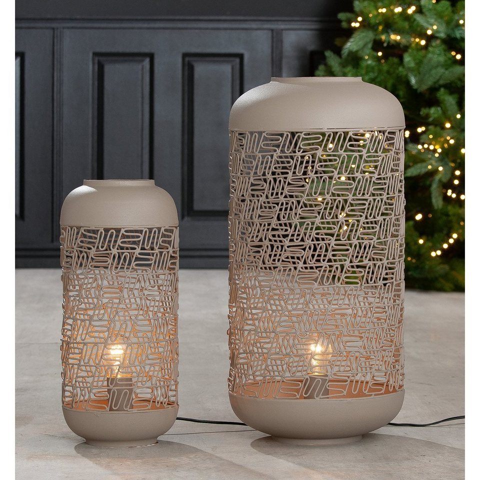 Gilde Tischleuchte Gilde Bodenlampe Thilo Taupe H 46cm X D 20cm