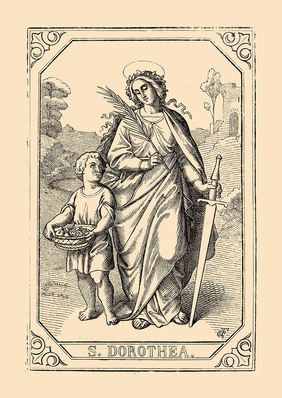 Kunstdruck Die heilige Dorothea von Cäsarea Bierbrauer Holzstich Sankt A4 1023, (1 St)
