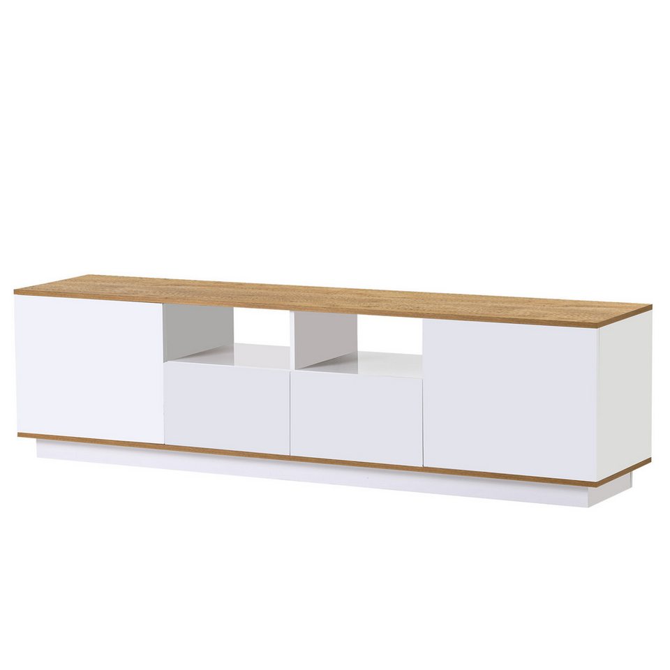 Extsud Tv Schrank Led Lowboard Tv Ständer Mit Massivholzmaserung Und