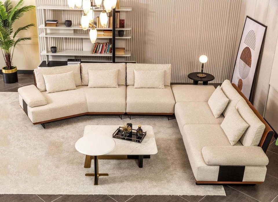 Jvmoebel Ecksofa Ecksofa L Form Stoffsofa Couchtische Polstersofa Beige