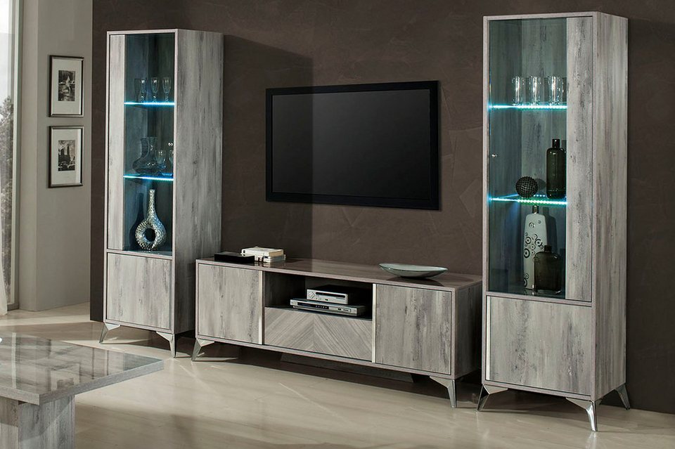 Xlmoebel Wohnwand Wohnzimmer Tv Möbel Mit 2 Vitrinen Und Modernem