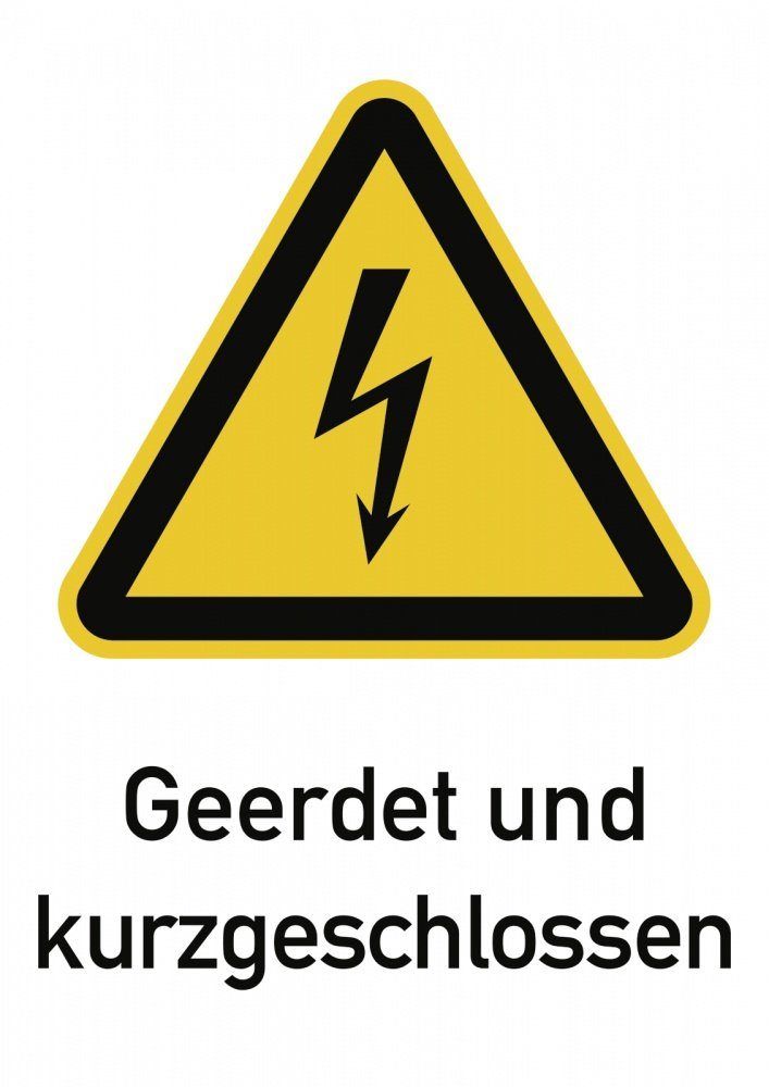 Dreifke Hinweisschild Dreifke® Geerdet und kurzgeschlossen, Kombischild, Folie, 131x185 mm