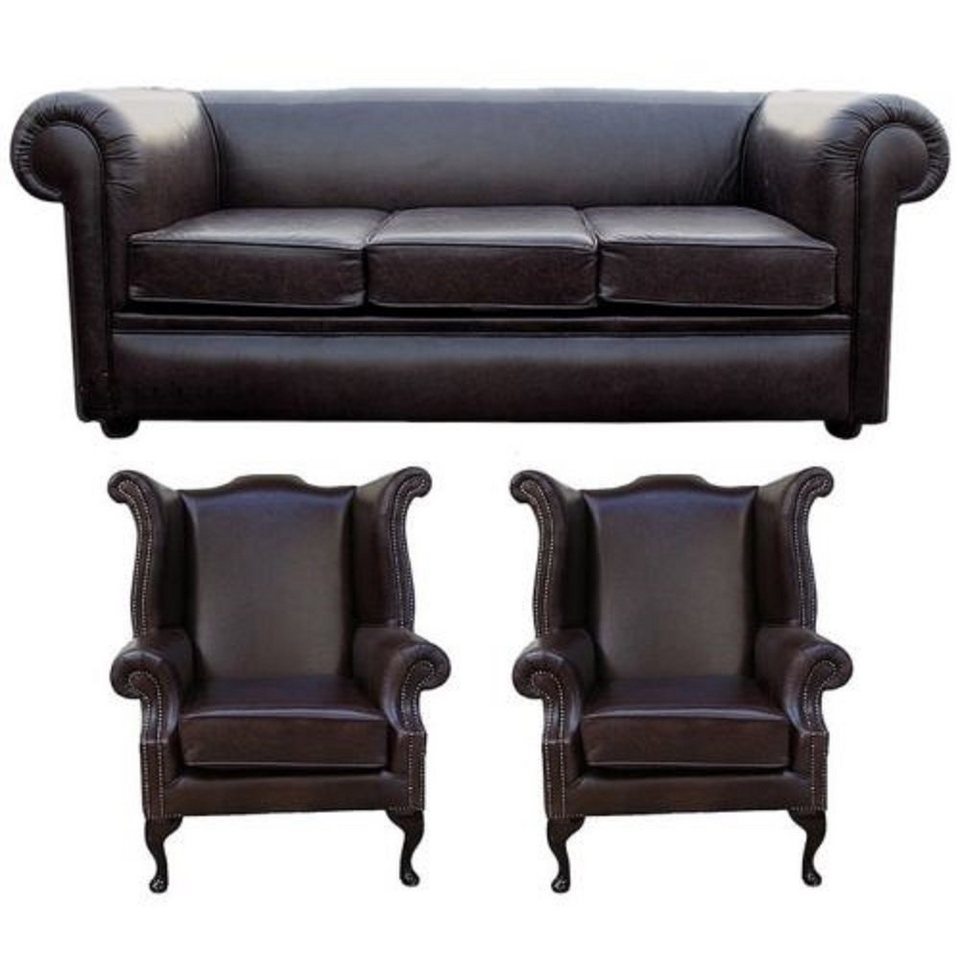 Jvmoebel Sofa Chesterfield Sofagarnitur Leder Textil Chesterfield