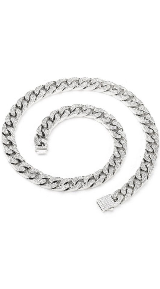 Karisma Schmuck Panzerkette XL Edelstahl Kette Hip Hop/Iced Out/Rapper/Kubanische Glieder 60cm ...