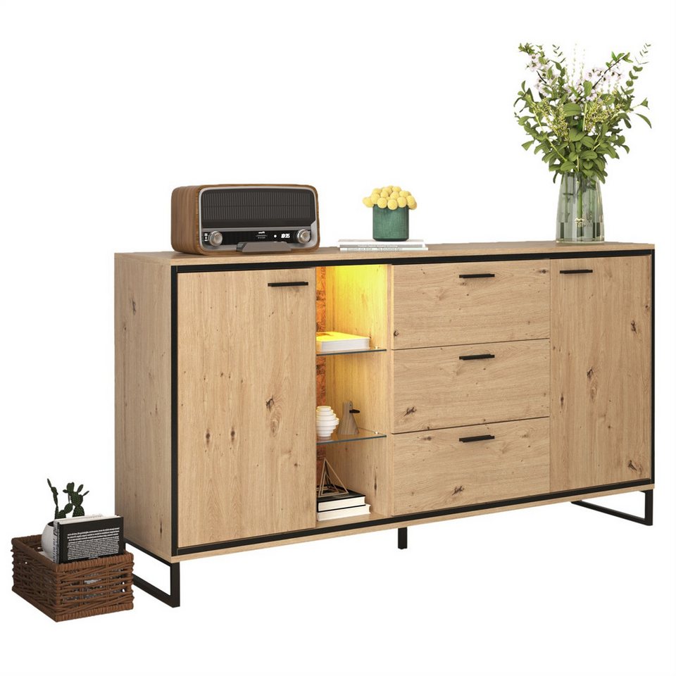 Rutaqian Sideboard Modernes Sideboard Mit Viel Stauraum Und Drei
