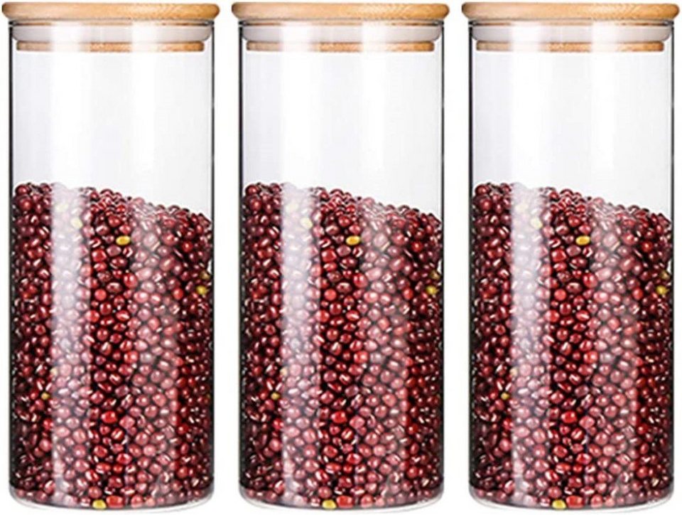 Vivilinen Vorratsglas 3x 1200ml Vorratsgläser Mit Bambusdeckel