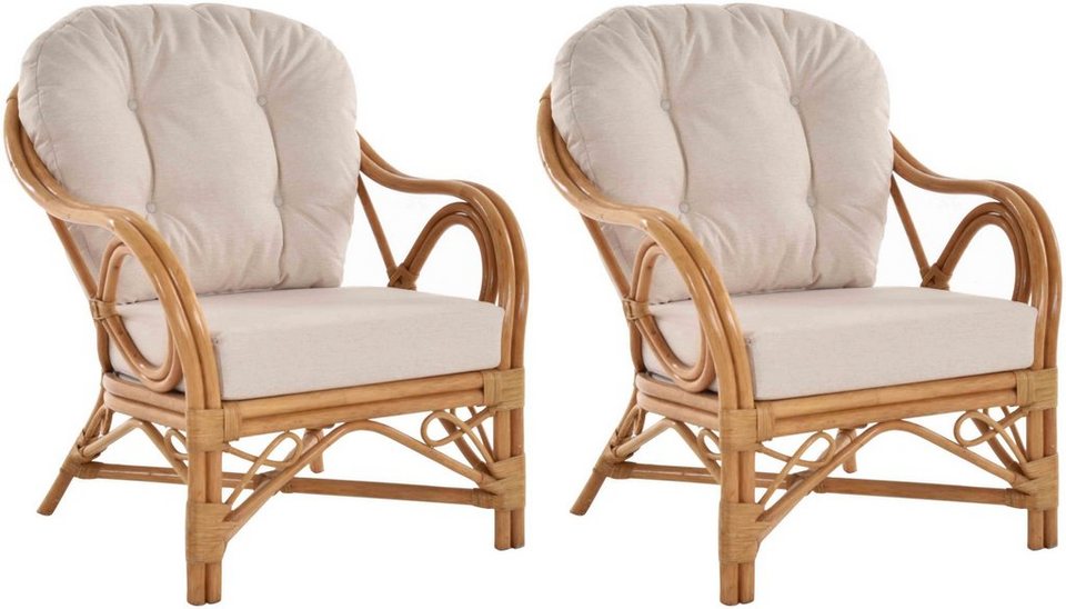 Krines Home Loungesessel 2er Set Bequemer Wintergarten Rattan Sessel