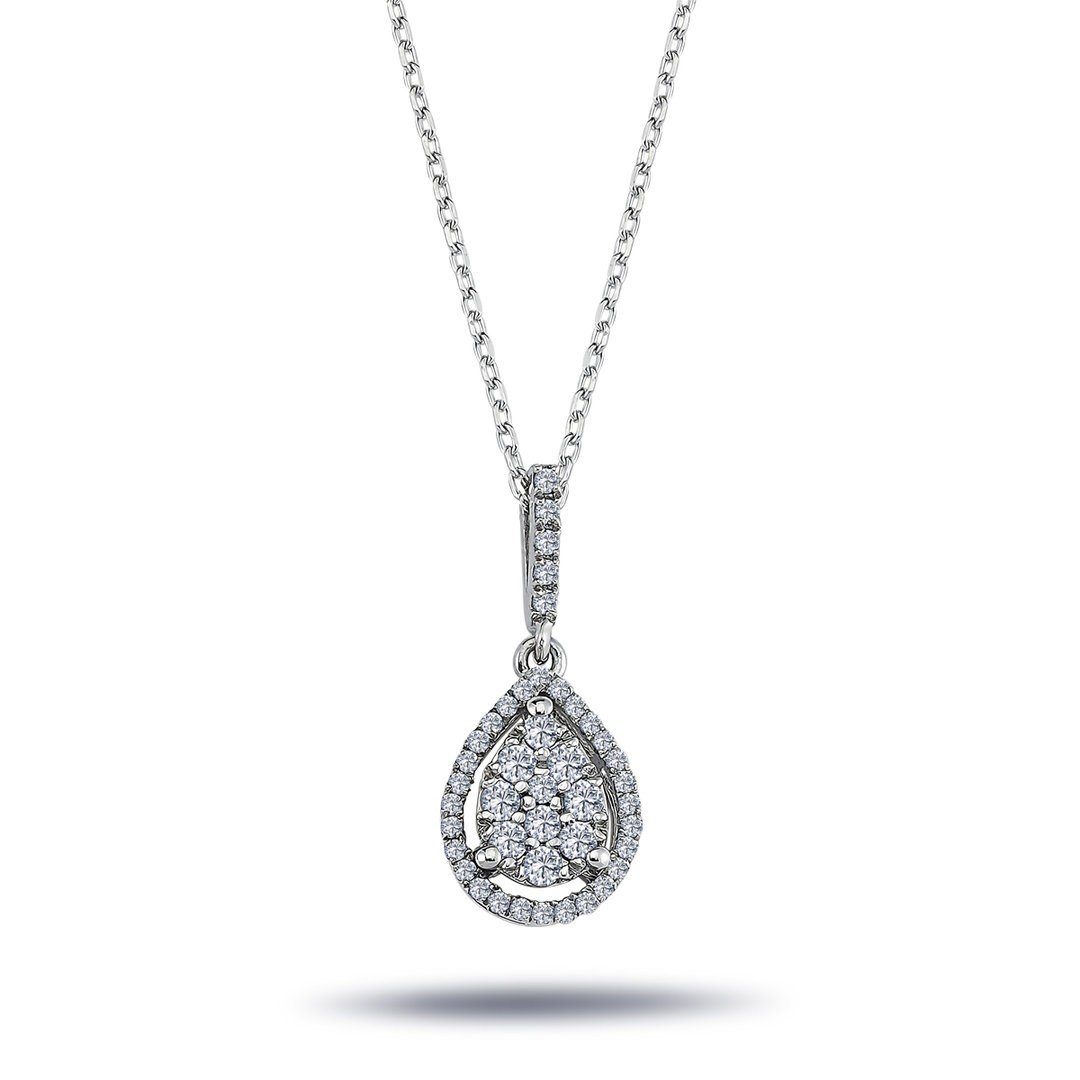 EinStein Diamant Goldkette Drop Design Brillant-Schliff Diamant Halskette mit Anhänger, Diamant ...