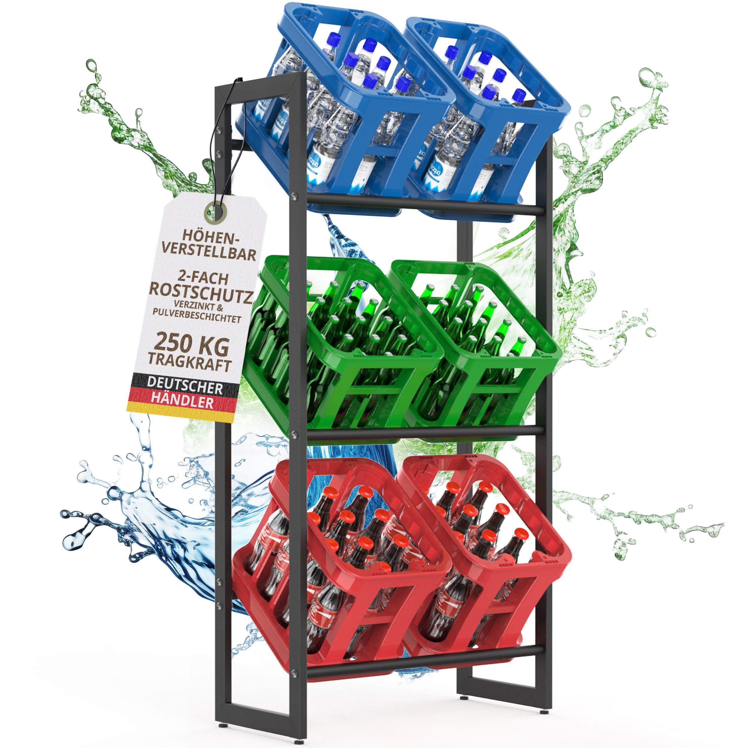 LAWA Living and Lifestyle Standregal Getränkekistenregal Metall für 6 Kisten höhenverstellbar ...