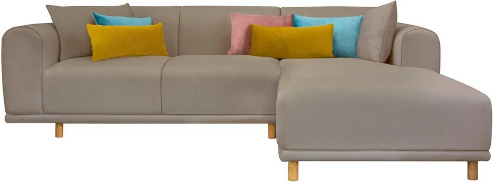 Andas Ecksofa Maroon In Skandinavischem Design Mit Losen Kissen