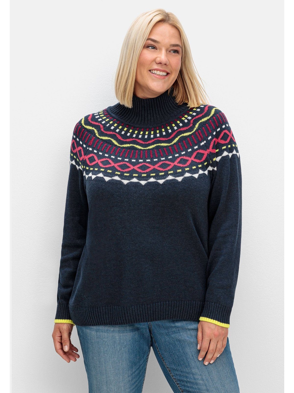 Sheego Strickpullover Große Größen Mit Norweger Intarsienmuster