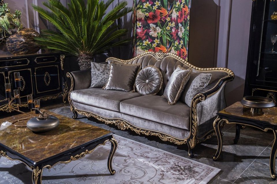 Jvmoebel Sofa Klassischer Luxus Sofa 3 Sitzer Sofas Sitz Stoff