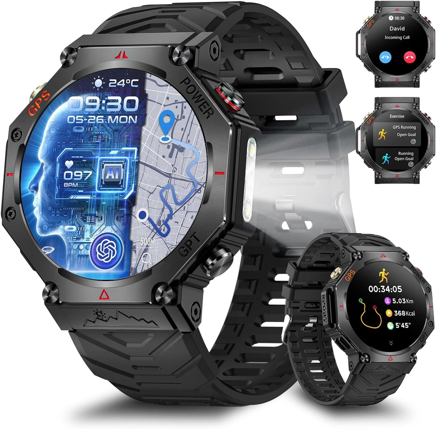 Reviermanager KC91 Smartwatch (3,5 cm, Android iOS), Watch, Handy-Uhr