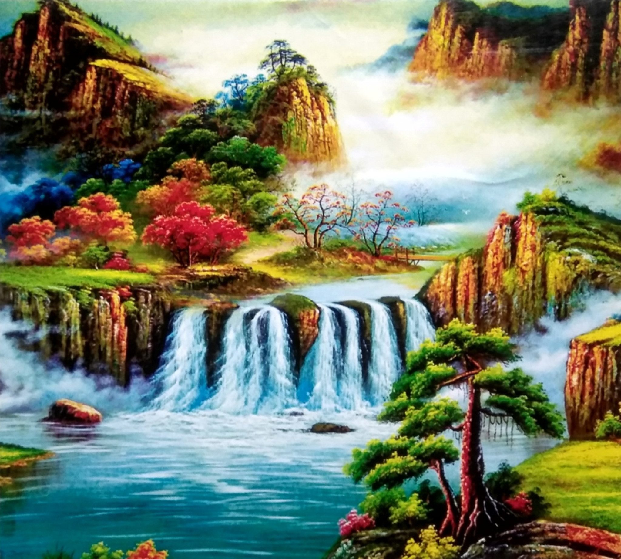 LaCute Malen nach Zahlen XL 5d Diamond Painting Wasserfall Malen nach Zahlen 50x65cm ...