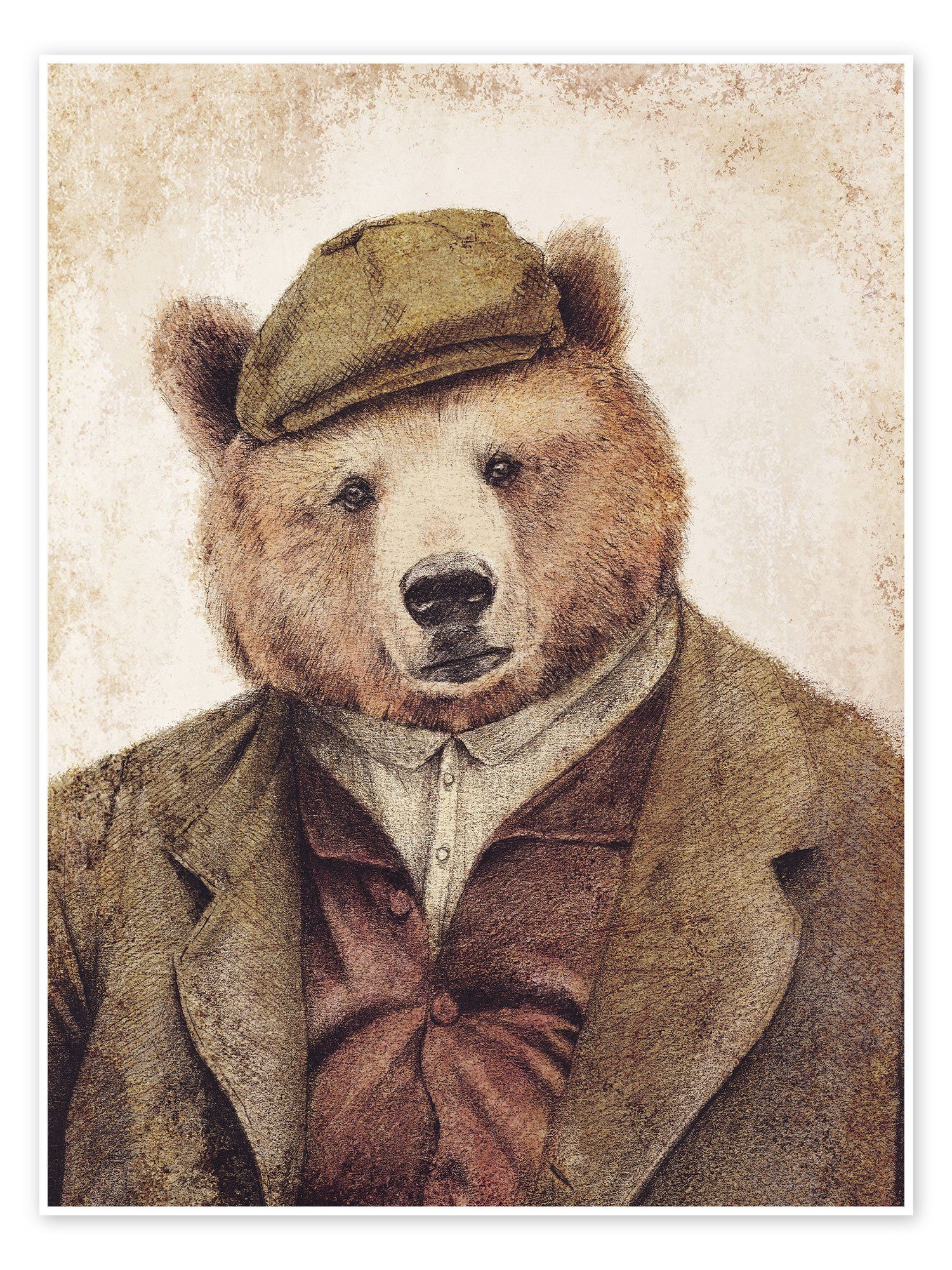 Posterlounge Poster Mike Koubou Onkel Bär Vintage Illustration