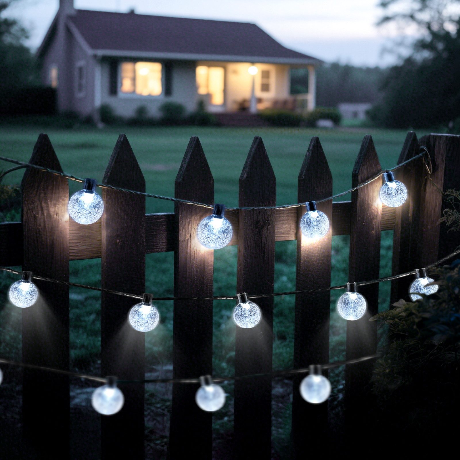 Salcar LED Solarleuchte LED Kugel-Lichterkette Außen Solar ...