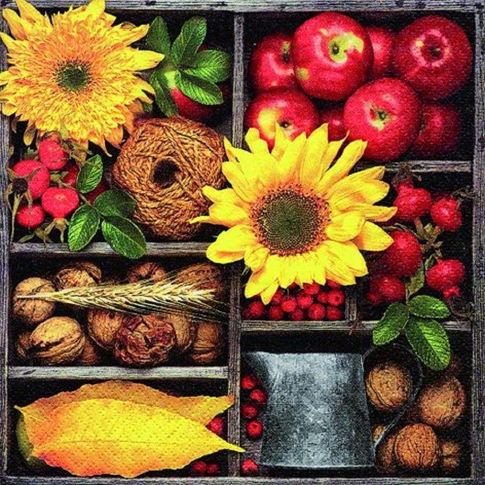 Linoows Papierserviette 20 Servietten Herbstkomposition Blumen