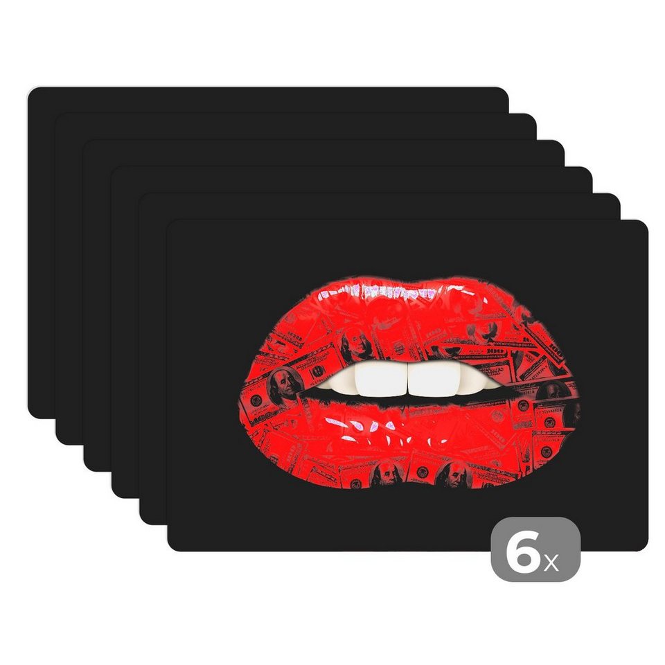 Platzset Lippen Geld Rot Muchowow 6 St Platzset Platzdecken