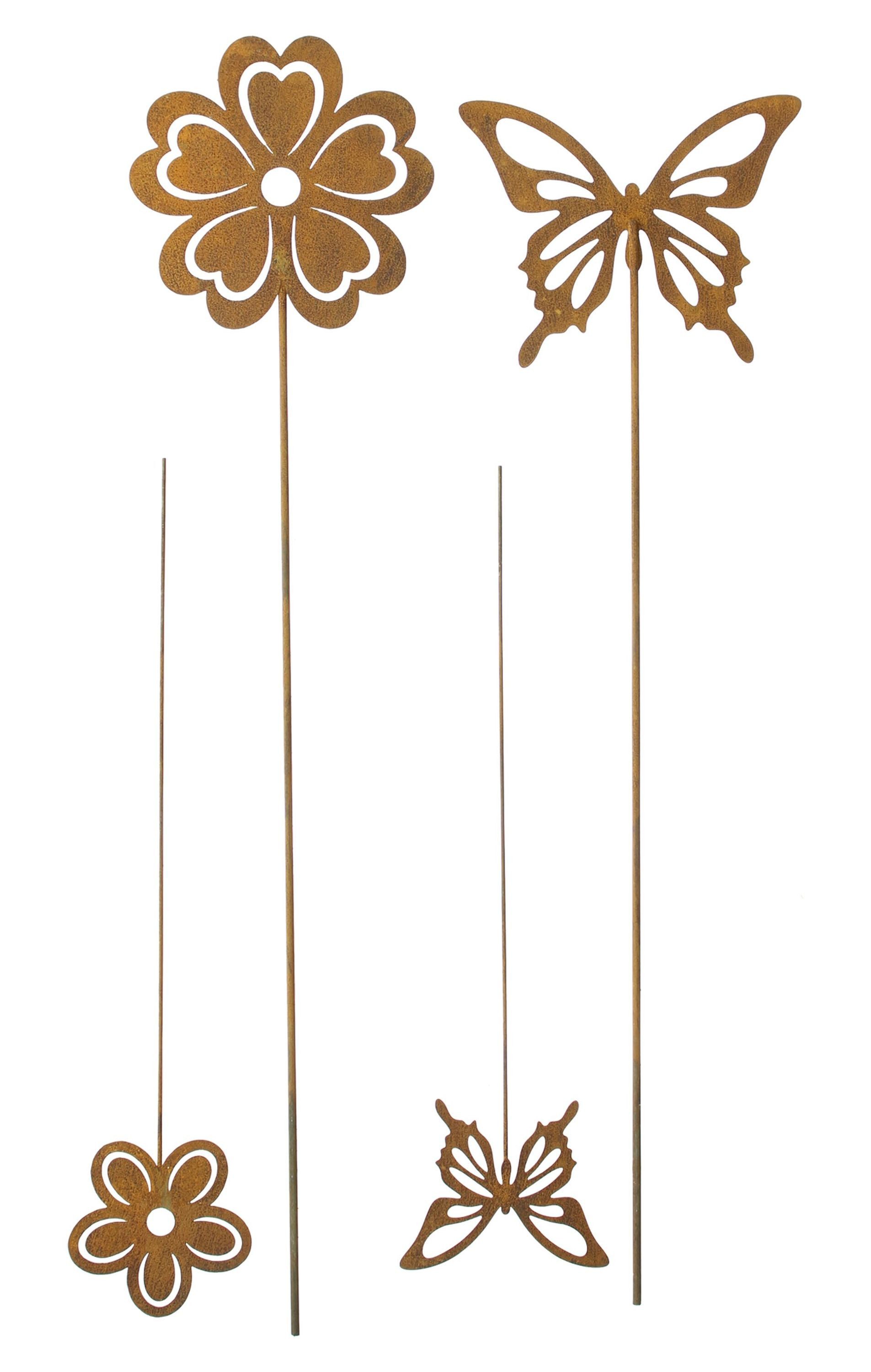 Frank Flechtwaren Gartenstecker Stecker Blume & Schmetterling 4er Set ...