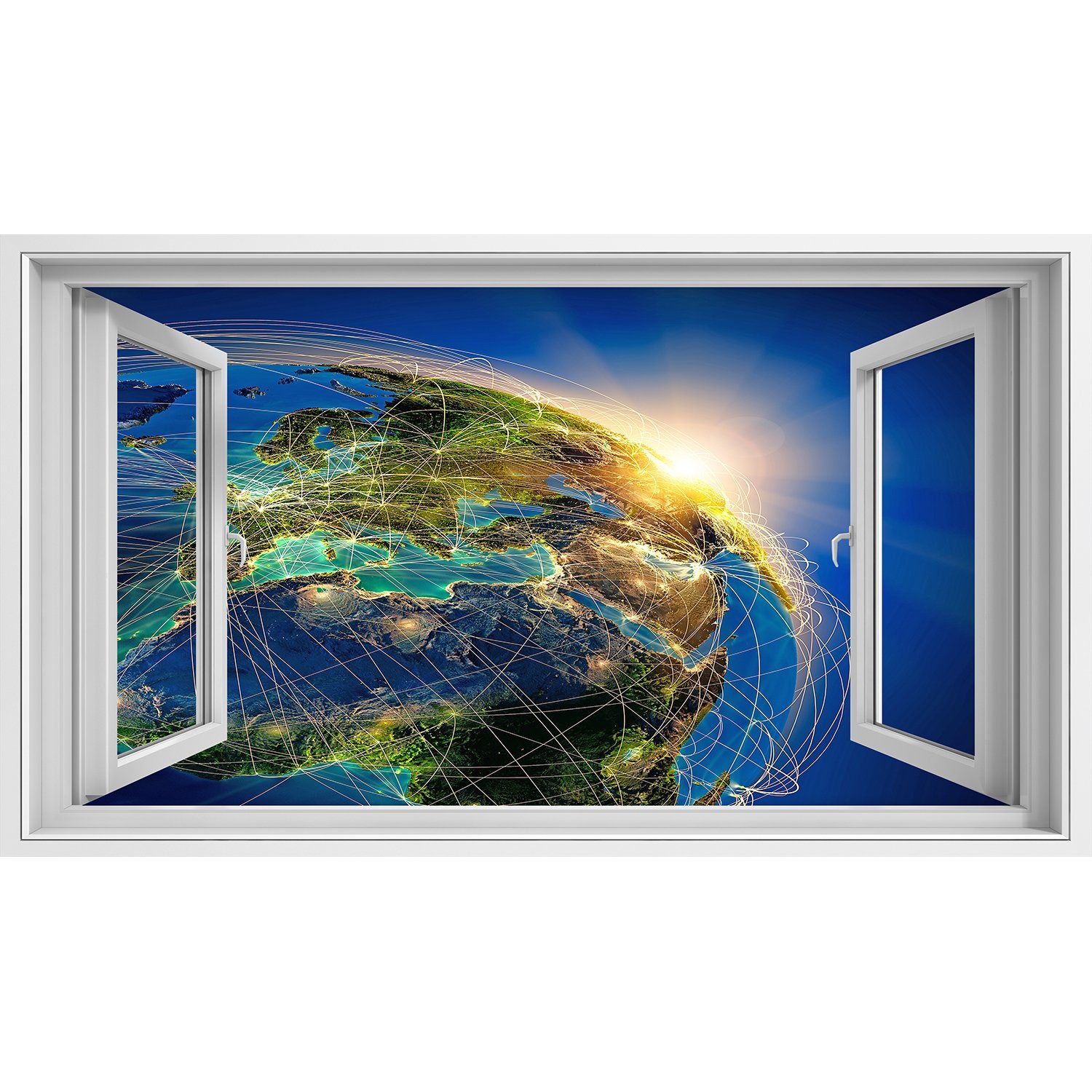 islandburner Leinwandbild »Bild auf Leinwand Fensterblick Hochdetaillierter Planet Erde bei ...
