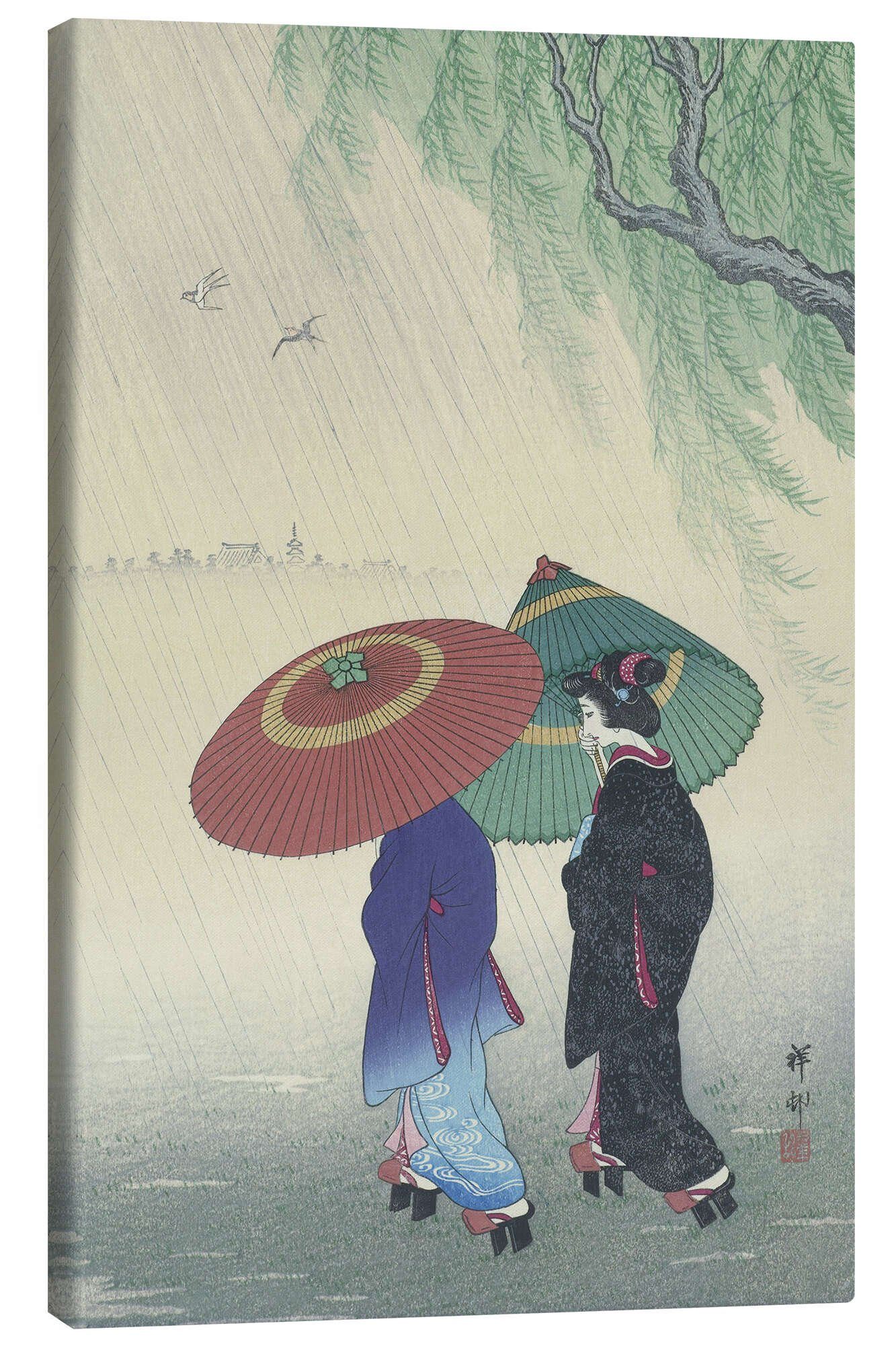 Posterlounge Leinwandbild Ohara Koson Zwei Frauen Im Regen Malerei