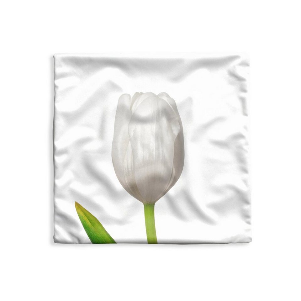 Muchowow Dekokissen Nahaufnahme Der Blätter Einer Weißen Tulpe