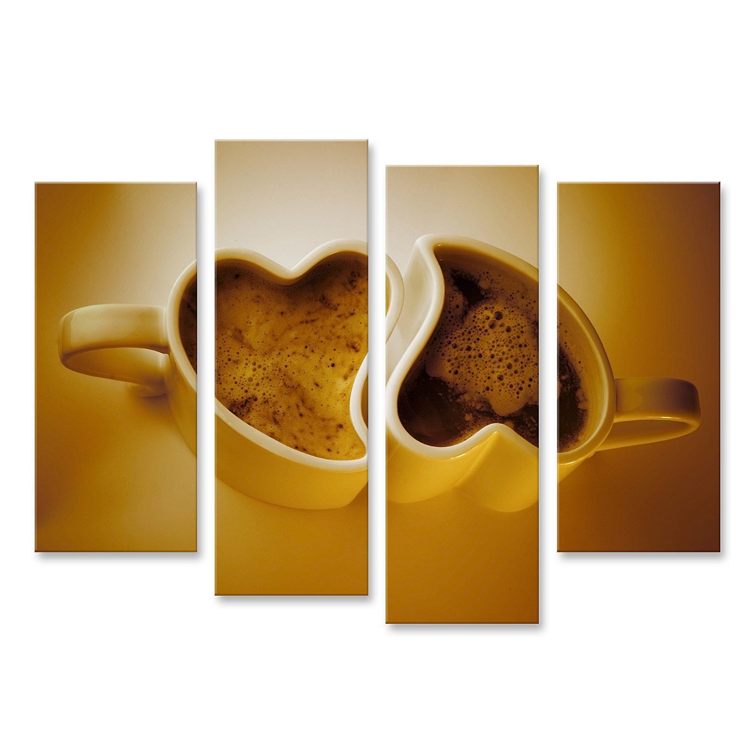 islandburner Leinwandbild Bild auf Leinwand Herzförmige Tassen Kaffee Wandbild Poster Kunstdruck ...