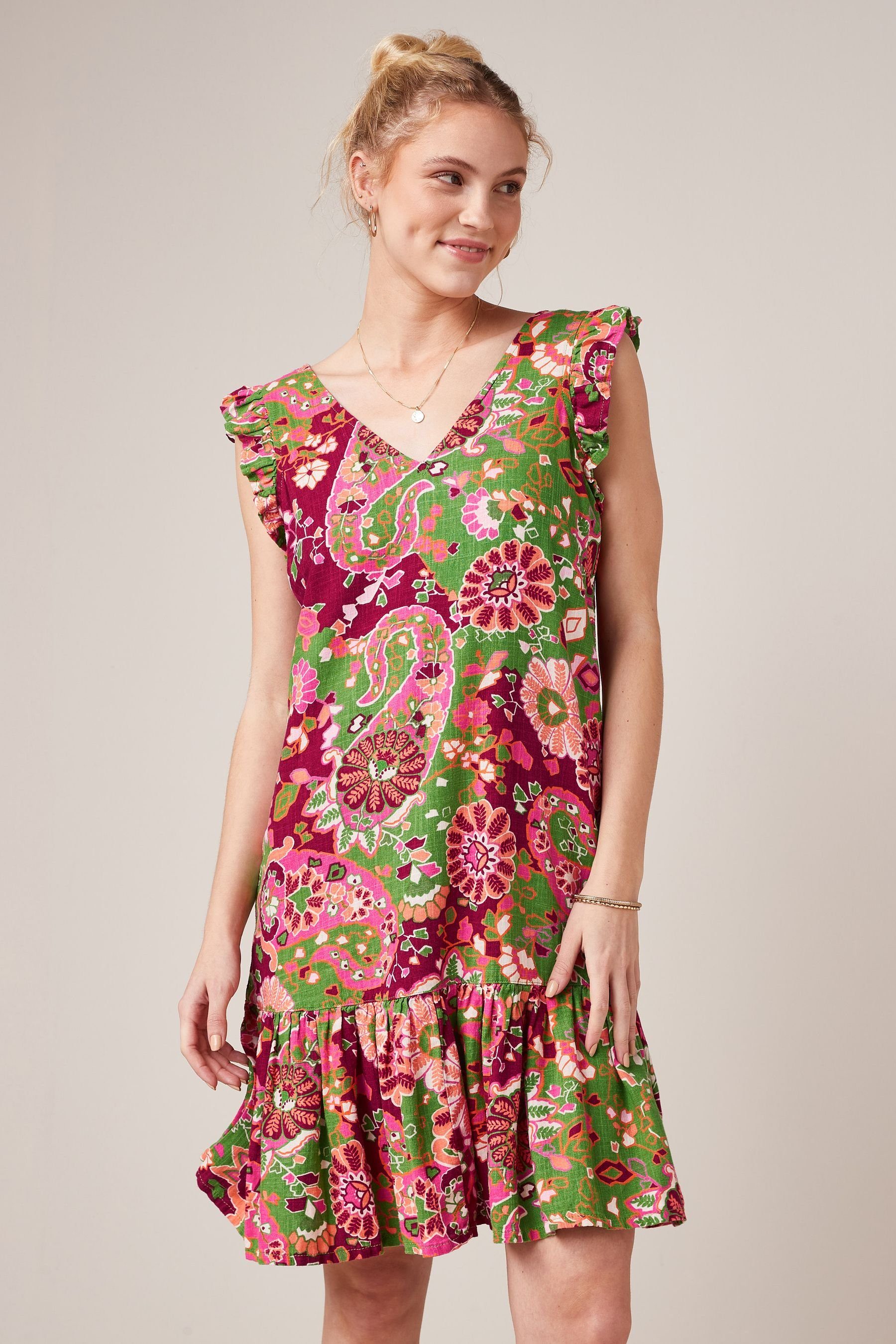 Next Minikleid Minikleid Aus Leinenmix Mit Bindeschleife Hinten 1 Tlg