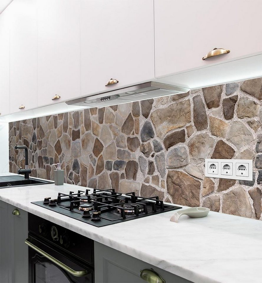 Mymaxxi Dekorationsfolie Küchenrückwand Mauer Natursteine Selbstklebend